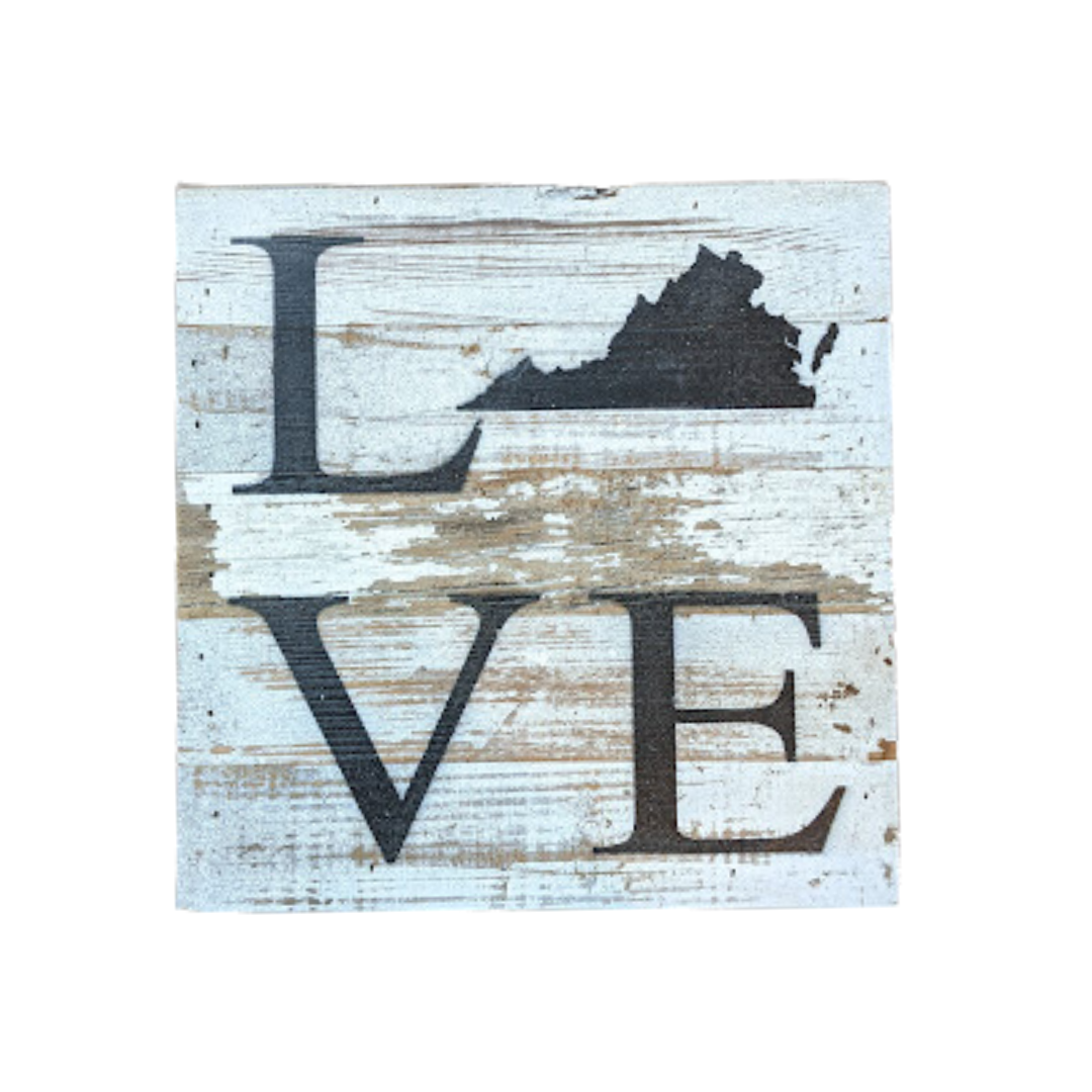 Reclaimed Barnwood Virginia Love Sign | The Old Town Shop